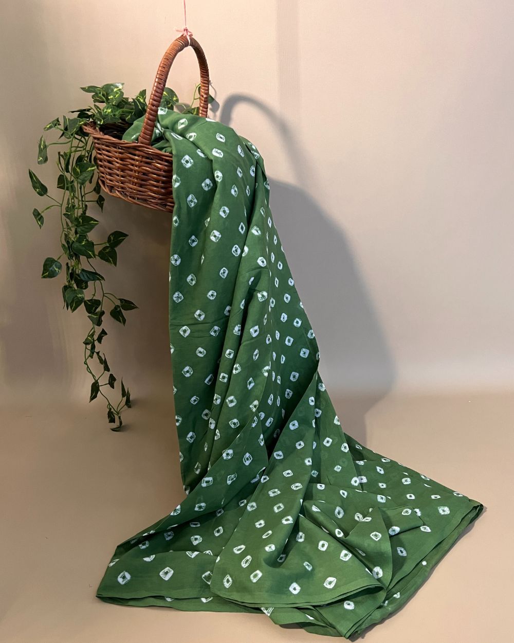 Bandhani Print | Cotton Fabric | Green | Balaji Cutpiece