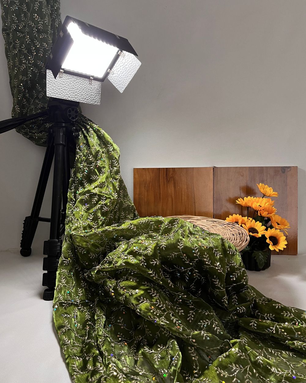 Premium | Jimmy Choo Fabric | Work fabric | Mehandi Green | Balaji Cutpiece